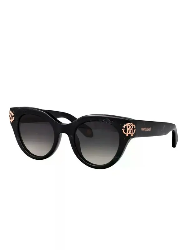 Roberto Cavalli Logo-plaque Cat-eye Sunglasses - Black