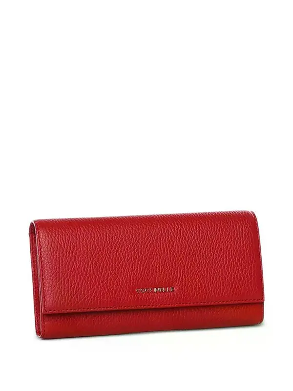 COCCINELLE Grained Leather Zip Wallet - Red