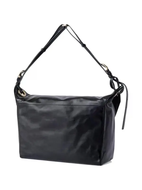 Furla Leather Shoulder Bag With Logo Print And Gold-tone Hardware - Black