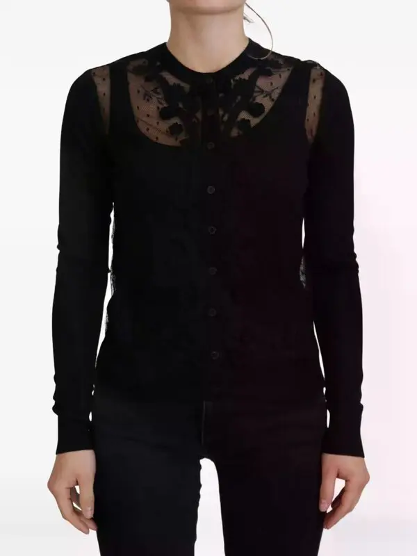 Dolce & Gabbana Lace-panelled Floral-applique Cardigan - Black