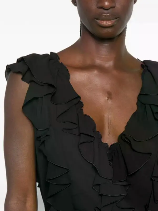 HANITA Ruffled V-neck Dress