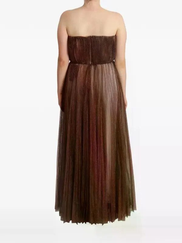 Dolce & Gabbana Glitter-finish Pleated Maxi Dress - Brown