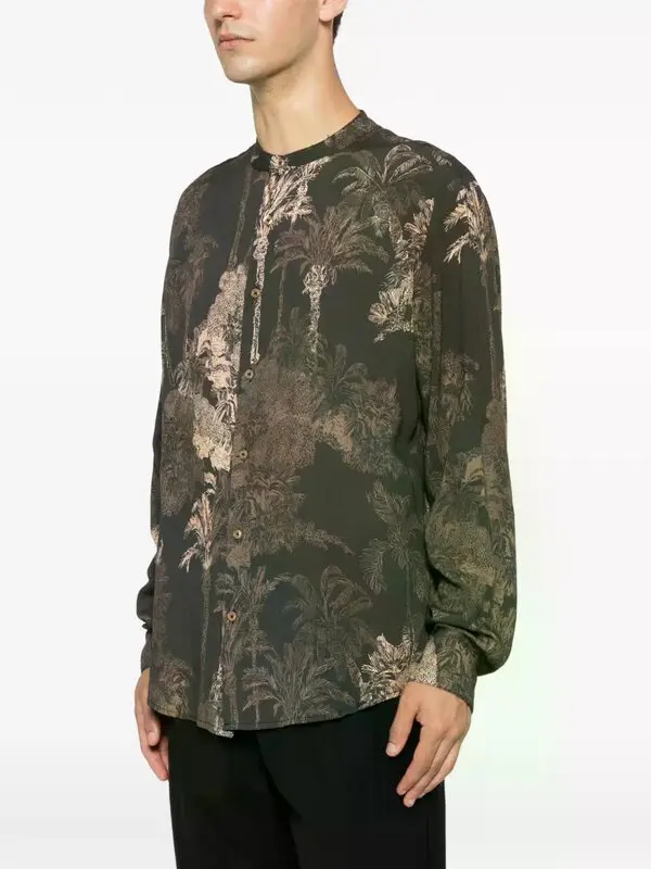 YES LONDON Palm-print Band-collar Shirt