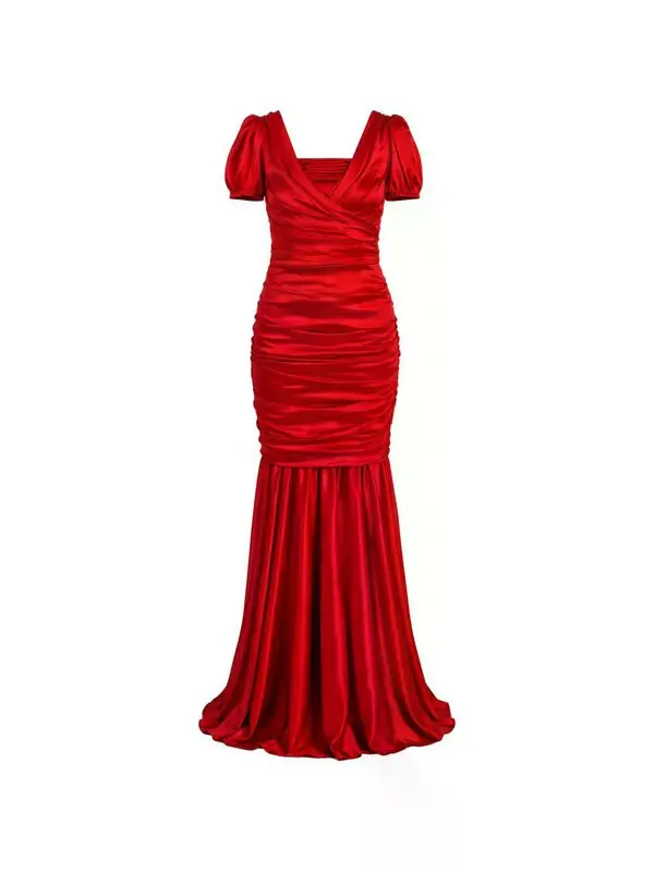 Dolce & Gabbana Ruched Mermaid Maxi Gown - Red