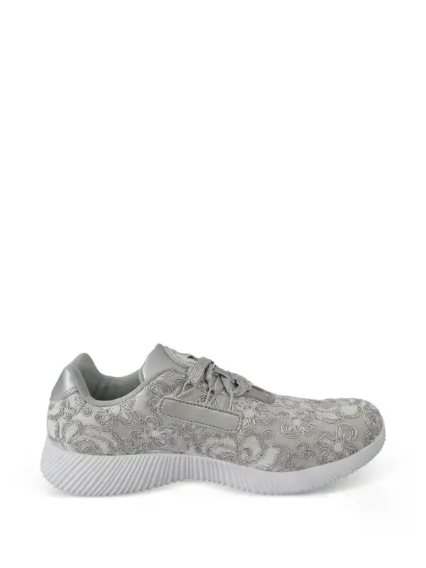 PLEIN SPORT Floral-embroidered Sneakers - Silver