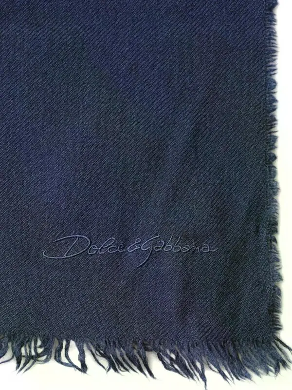 Dolce & Gabbana Logo-embroidered Frayed Scarf