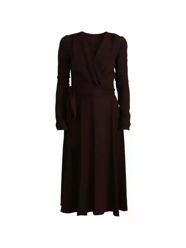 Dolce & Gabbana Wrap Long-sleeve Midi Dress - Brown
