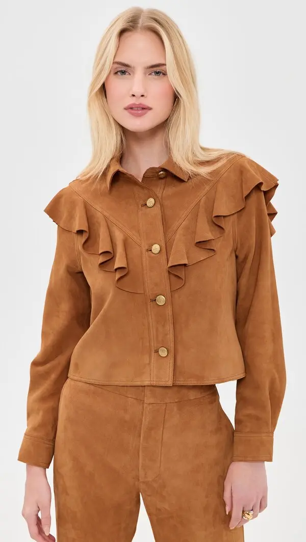 Ulla Johnson Matilde Ruffle Suede Jacket