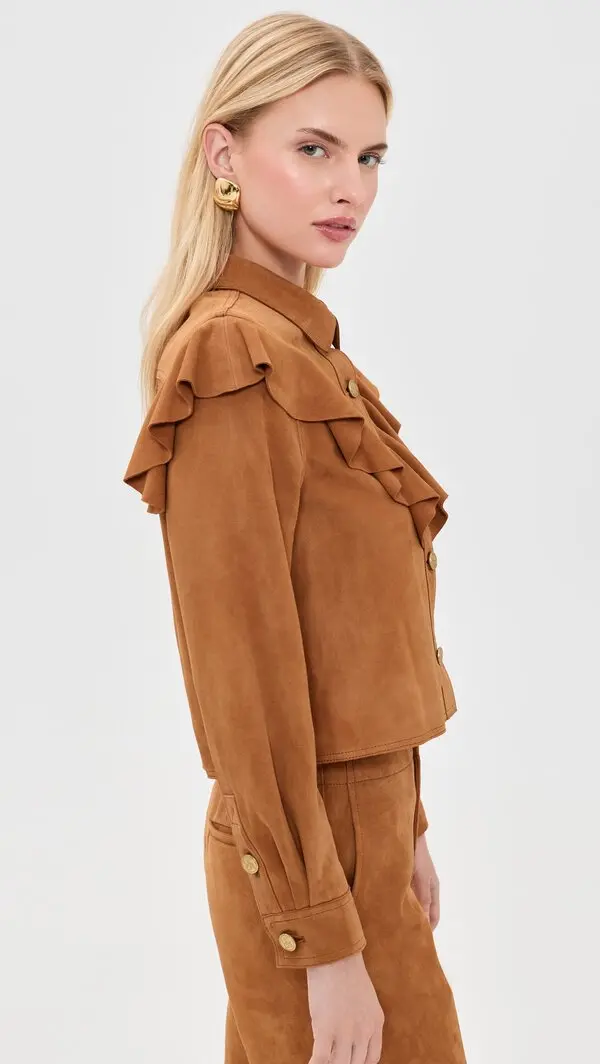 Ulla Johnson Matilde Ruffle Suede Jacket