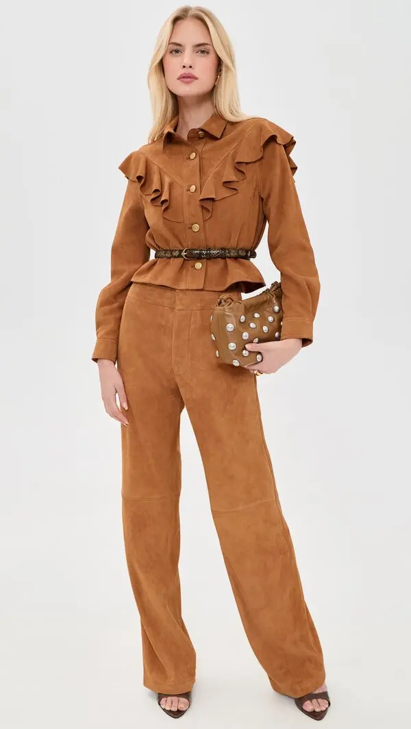 Ulla Johnson Matilde Ruffle Suede Jacket