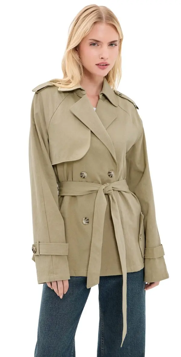 Lioness Cropped Trencherous Coat - Tan