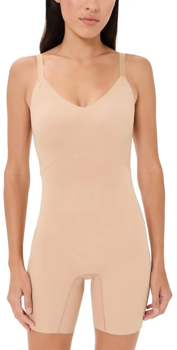 HONEYLOVE Superpower Mid-thigh Bodysuit - Sand