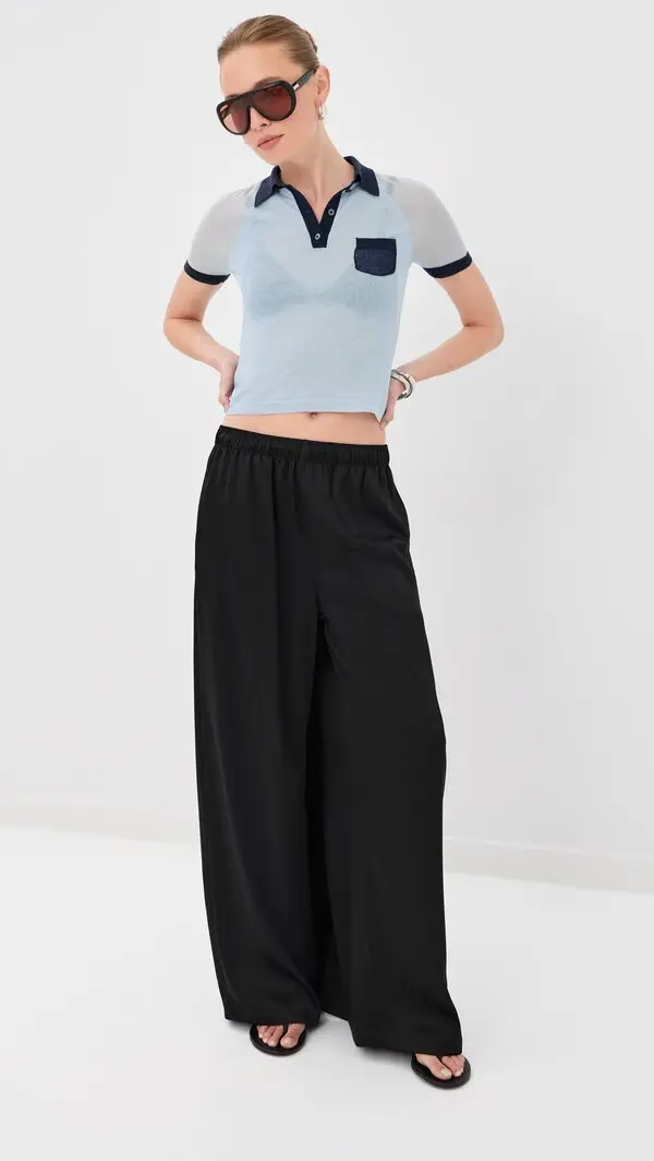 COURREGES Satin Wide Train Pants