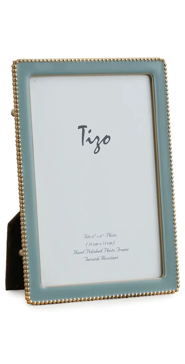 TIZO DESIGN Gold Plate Beaded Enamel Frame - Blue