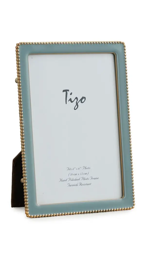 TIZO DESIGN Gold Plate Beaded Enamel Frame - Blue