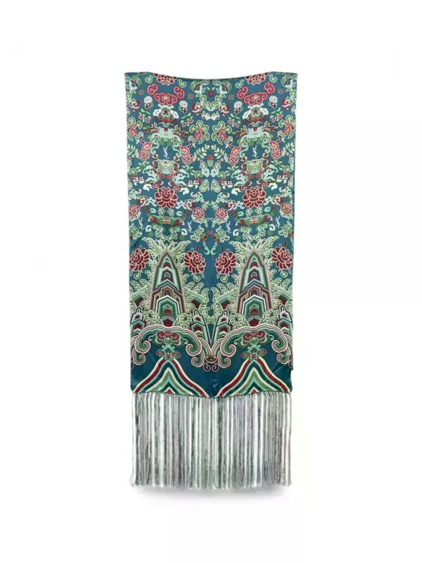 Saint Laurent Floral-print Fringed Shawl