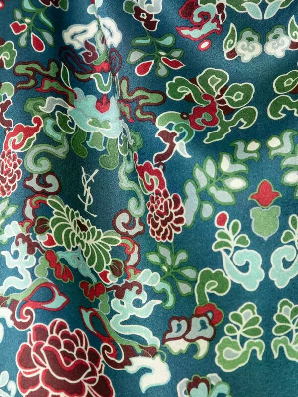Saint Laurent Floral-print Fringed Shawl