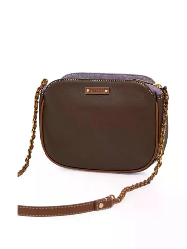 SESSUN Woven-panel Leather Shoulder Bag