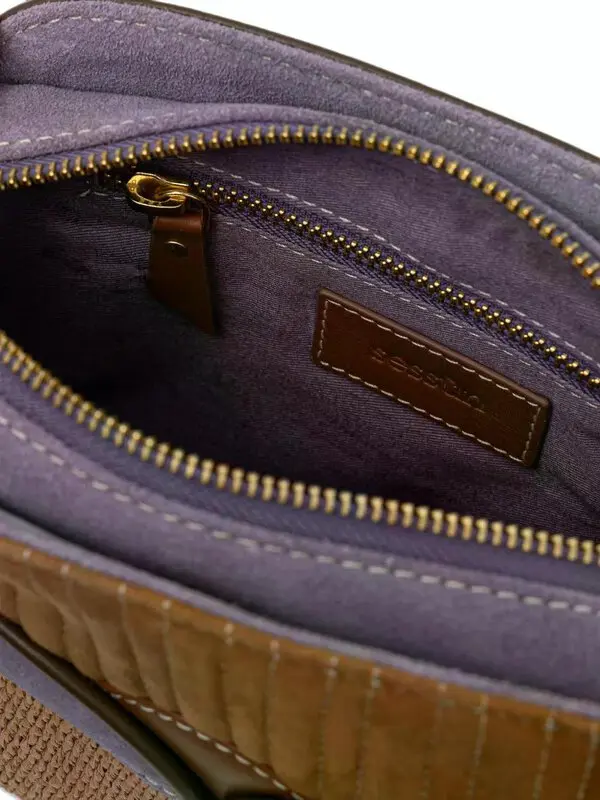 SESSUN Woven-panel Leather Shoulder Bag
