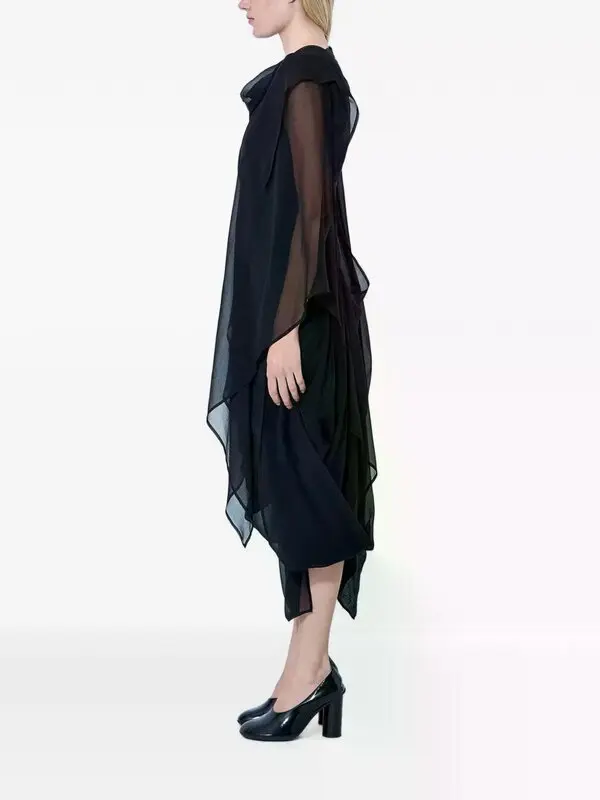 Yohji Yamamoto Asymmetric Layered-drape Midi Dress