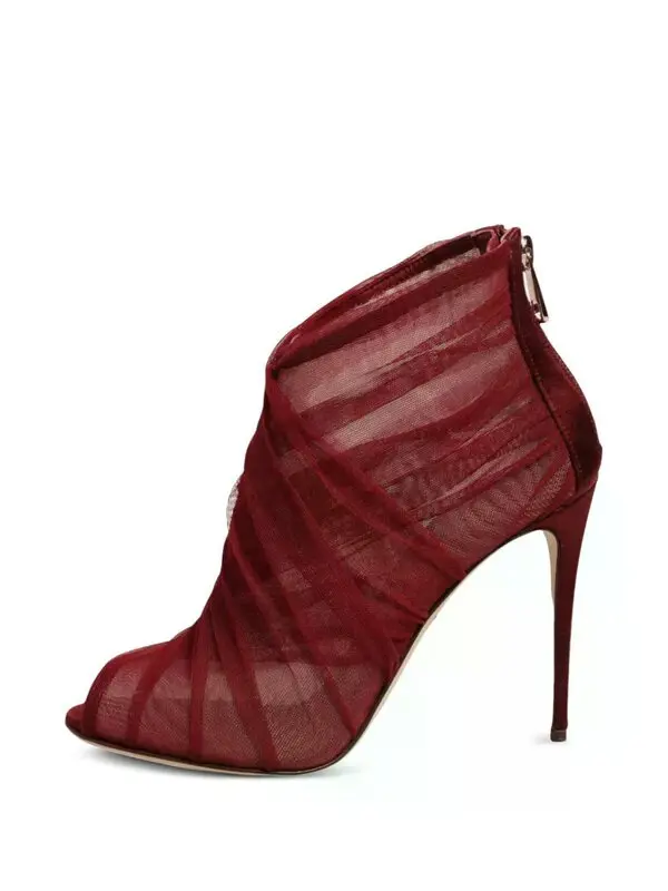 Dolce & Gabbana Ruched Tulle Ankle Boots