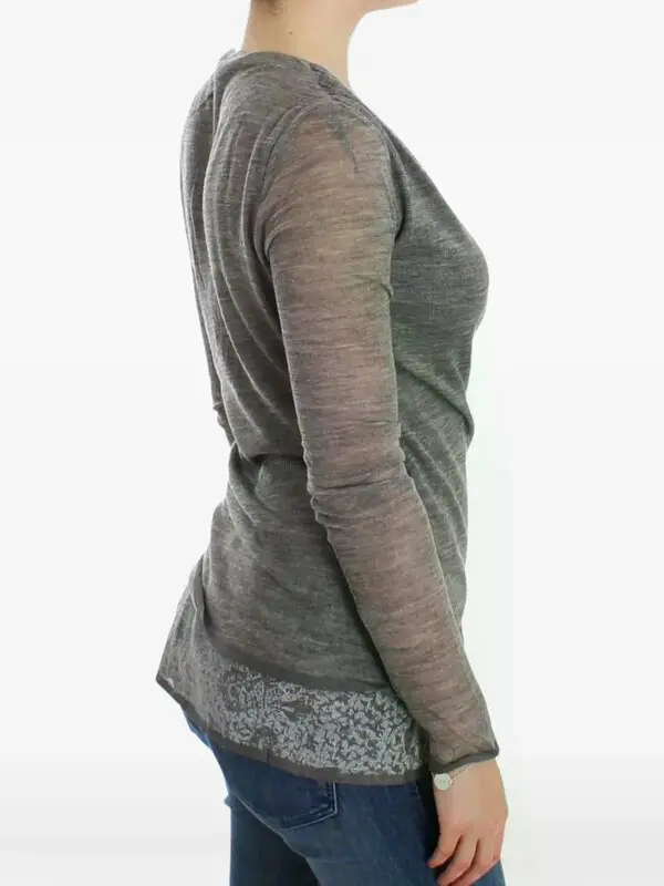 Ermanno Scervino Wrap-style V-neck Long Sleeve Top With Paisley Hem