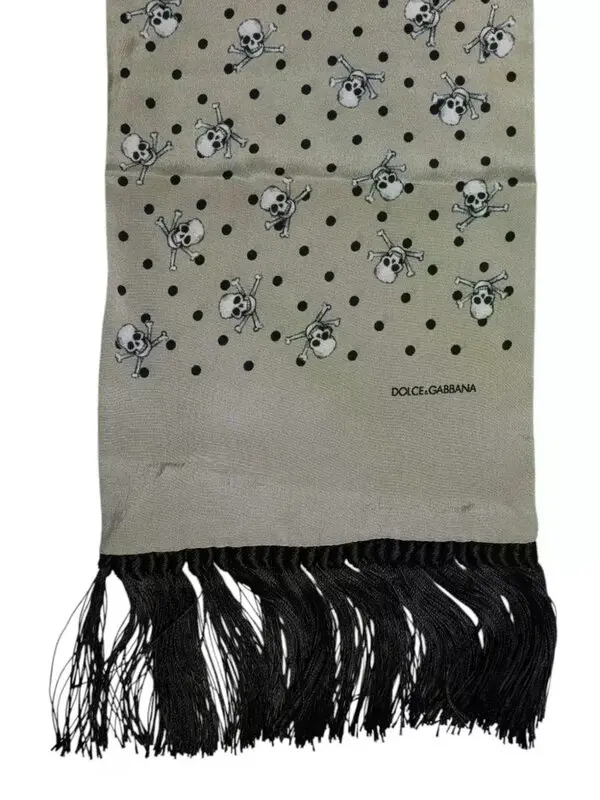 Dolce & Gabbana Skull-print Fringed Scarf