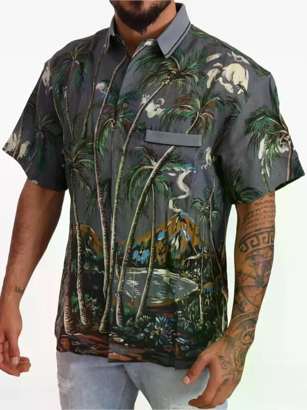 Dolce & Gabbana Tropical-print Short-sleeve Shirt