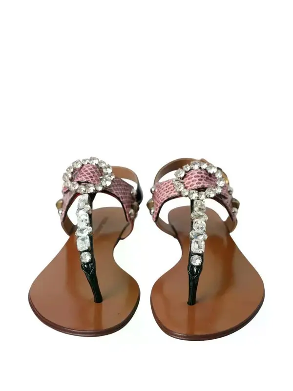 Dolce & Gabbana Multicolor Crystal Sandals Flip Flops Shoes