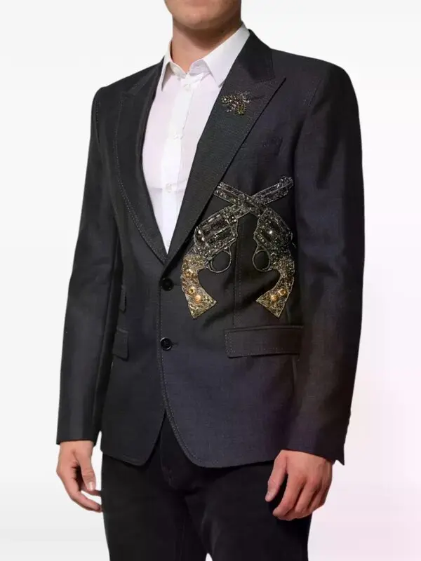 Dolce & Gabbana Gun-embroidery Bee-patch Blazer