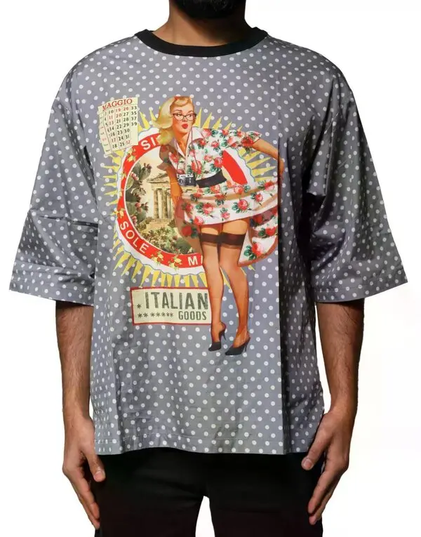 Dolce & Gabbana Polka Dot-print Pin-up Graphic T-shirt - Grey