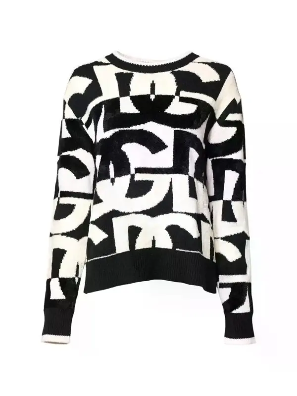 Dolce & Gabbana Logo-pattern Crew-neck Sweater - Black