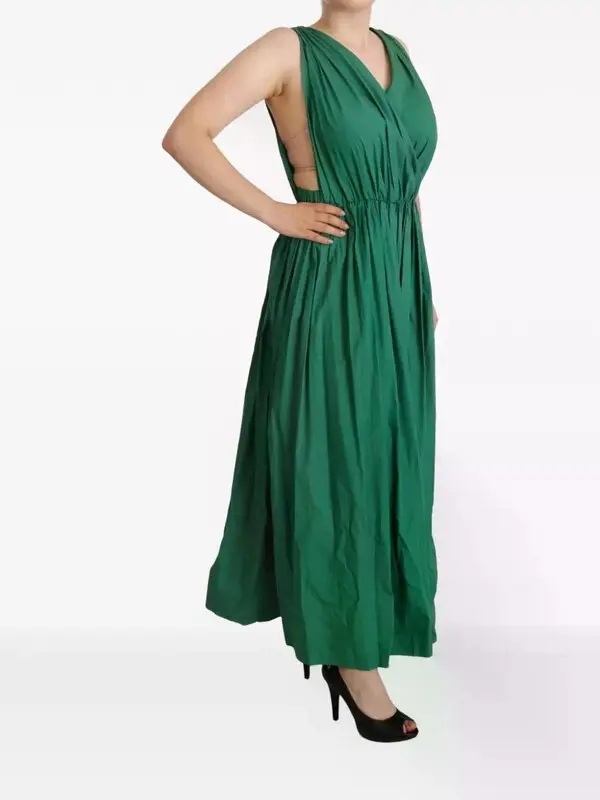 Dolce & Gabbana Pleated V-neck Maxi Dress