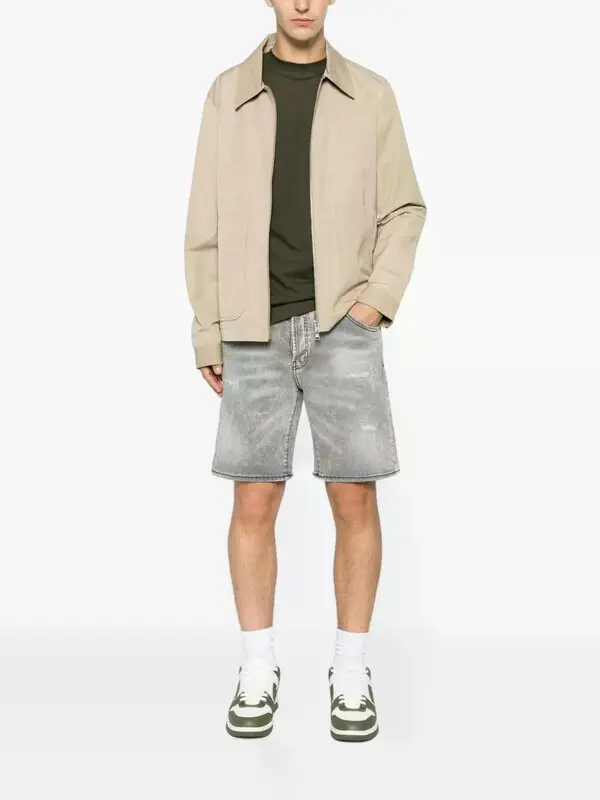 YES LONDON Acid-wash Distressed Denim Shorts