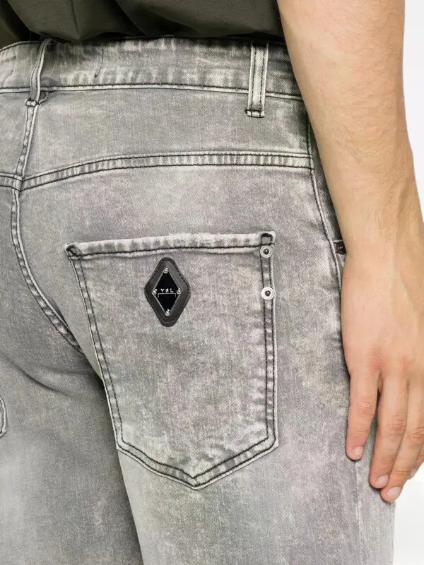 YES LONDON Acid-wash Distressed Denim Shorts