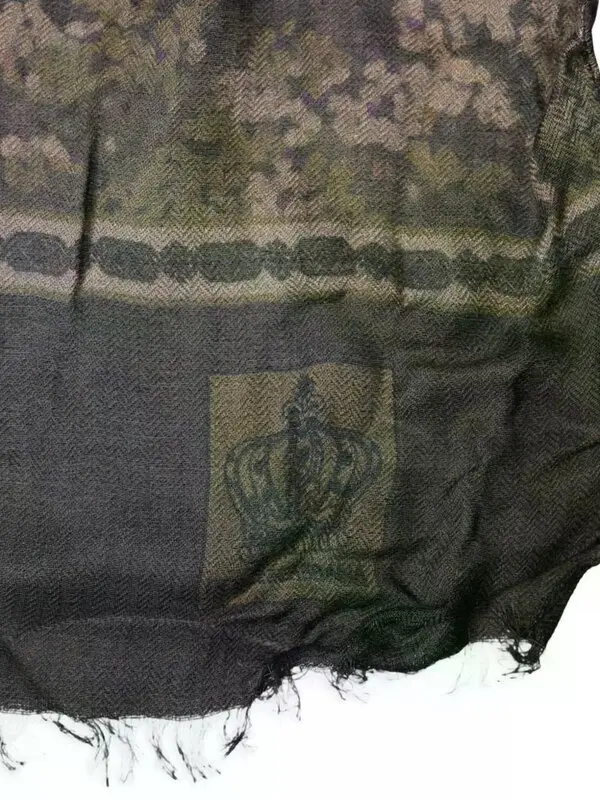 Dolce & Gabbana Camouflage-print Frayed Scarf
