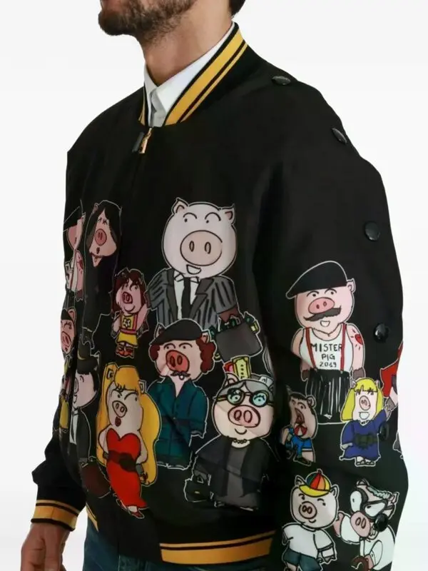 Dolce & Gabbana 2019 Pig Family Print Bomber Jacket