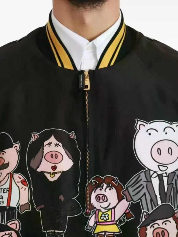 Dolce & Gabbana 2019 Pig Family Print Bomber Jacket