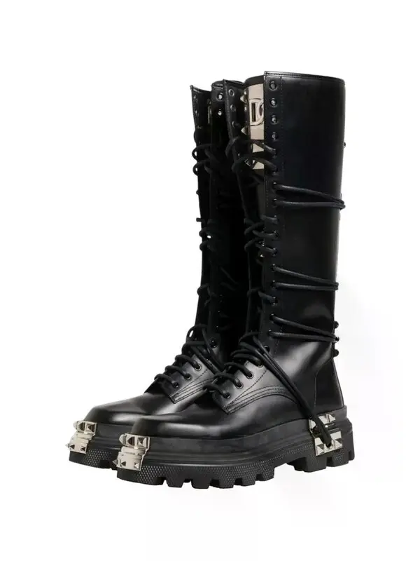 Dolce & Gabbana Logo-plaque Studded Combat Boots