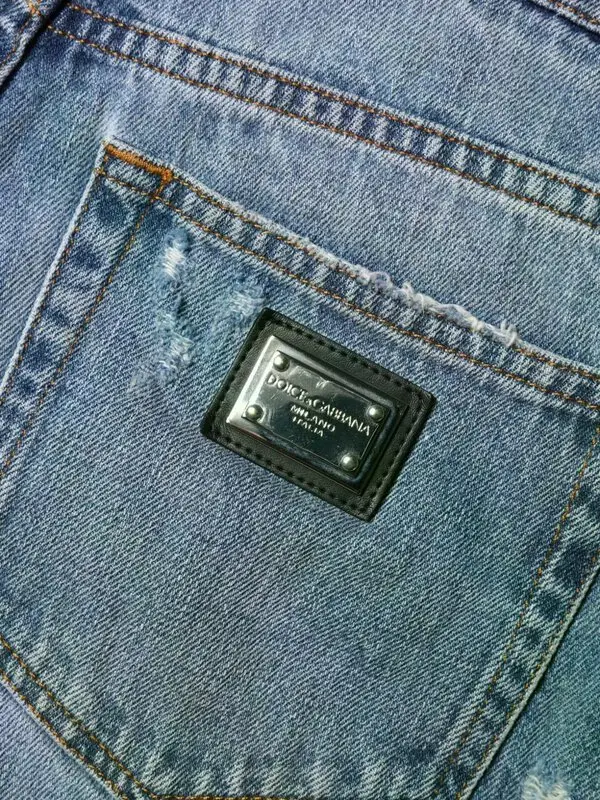 Dolce & Gabbana Distressed Logo-plaque Shorts