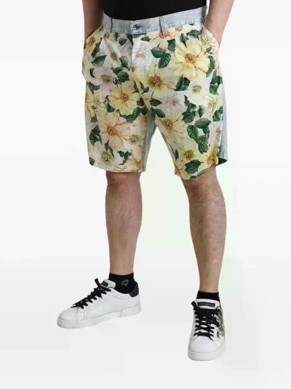Dolce & Gabbana Floral-print Denim Shorts