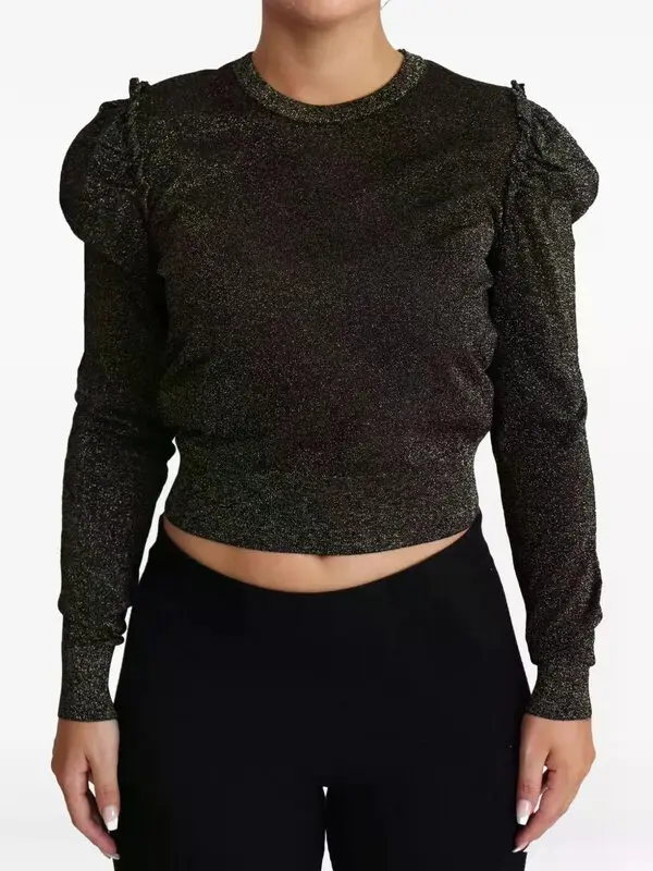 Dolce & Gabbana Glitter-knit Puff-shoulder Sweater - Black