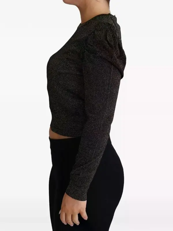 Dolce & Gabbana Glitter-knit Puff-shoulder Sweater
