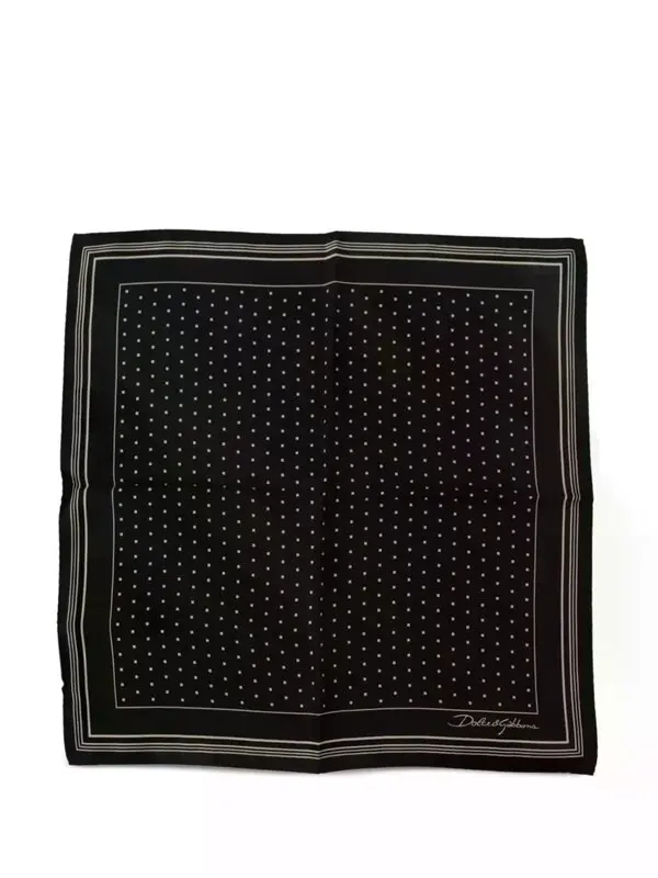 Dolce & Gabbana Polka-dot Logo-print Pocket Square - Black
