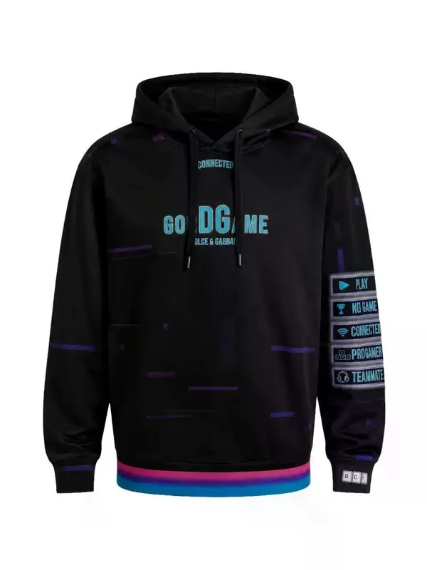 Dolce & Gabbana Logo-print Graphic-sleeve Hoodie - Black