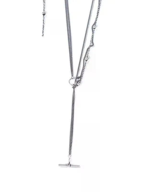ANN DEMEULEMEESTER Feather-pendant Layered-chain Necklace