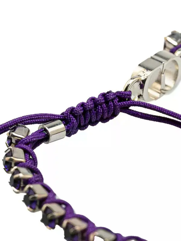 Dior 2000-2025 Palladium Plated Crystal Technical Rope Adjustable Bracelet Costume Bracelet
