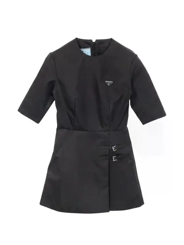 Prada 2000s Re-nylon Buckle-detail Mini Dress - Black