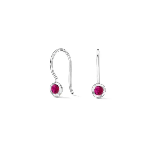 DOWER & HALL Small Ruby Dewdrop Earrings In Sterling - Silver