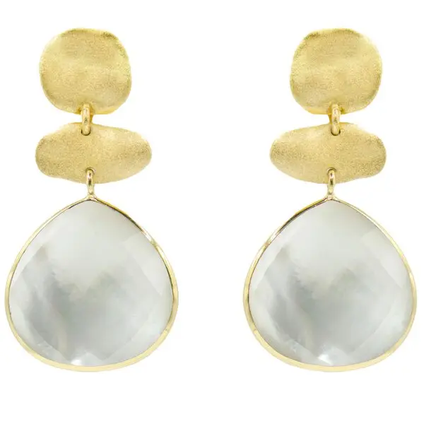 MARCIA MORAN White / Gold Tiara Earrings In Mother Of Pearl - White/gold